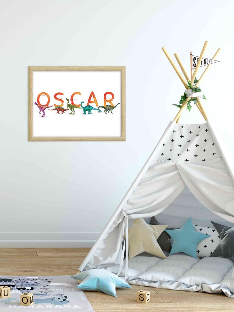 Oscar Watercolour Dinosaurs Printable Horizontal Name Poster - Etsy
