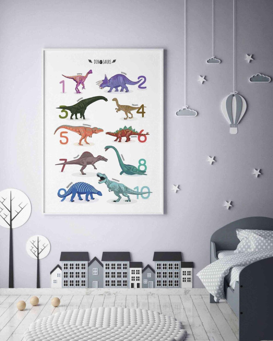 Dinosaurs Counting Numbers Educational Poster, Vertical Numbers Print ...