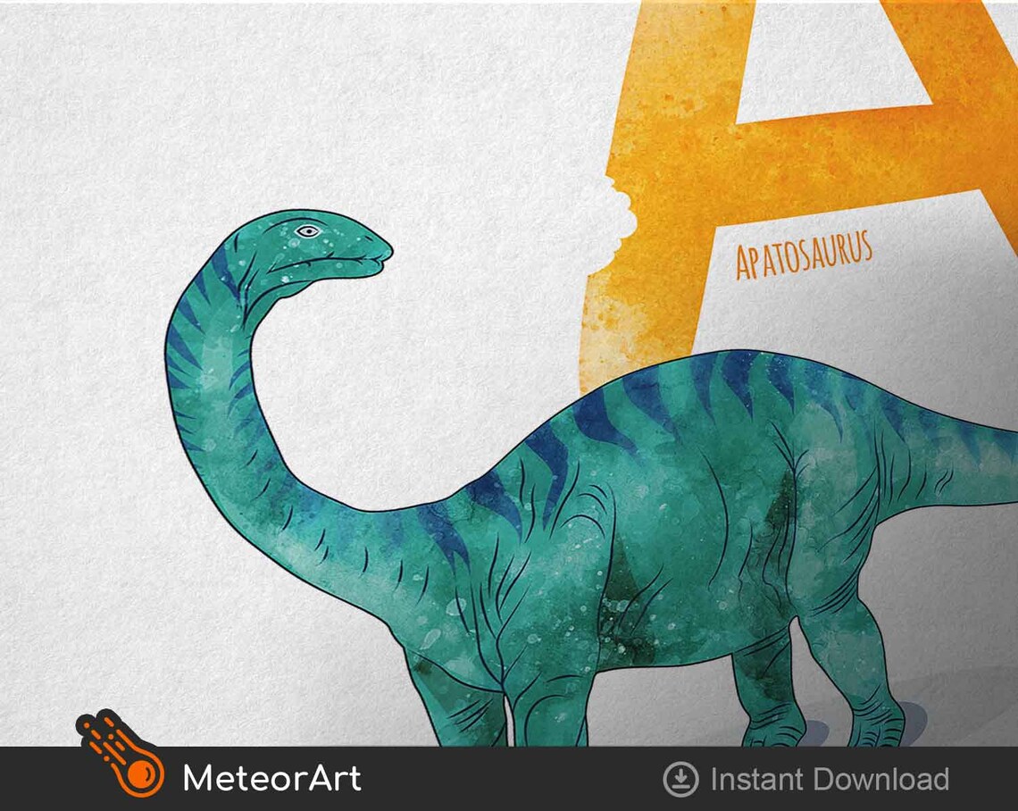 Letter A Apatosaurus Dinosaur Illustration Alphabet Dinosaur - Etsy