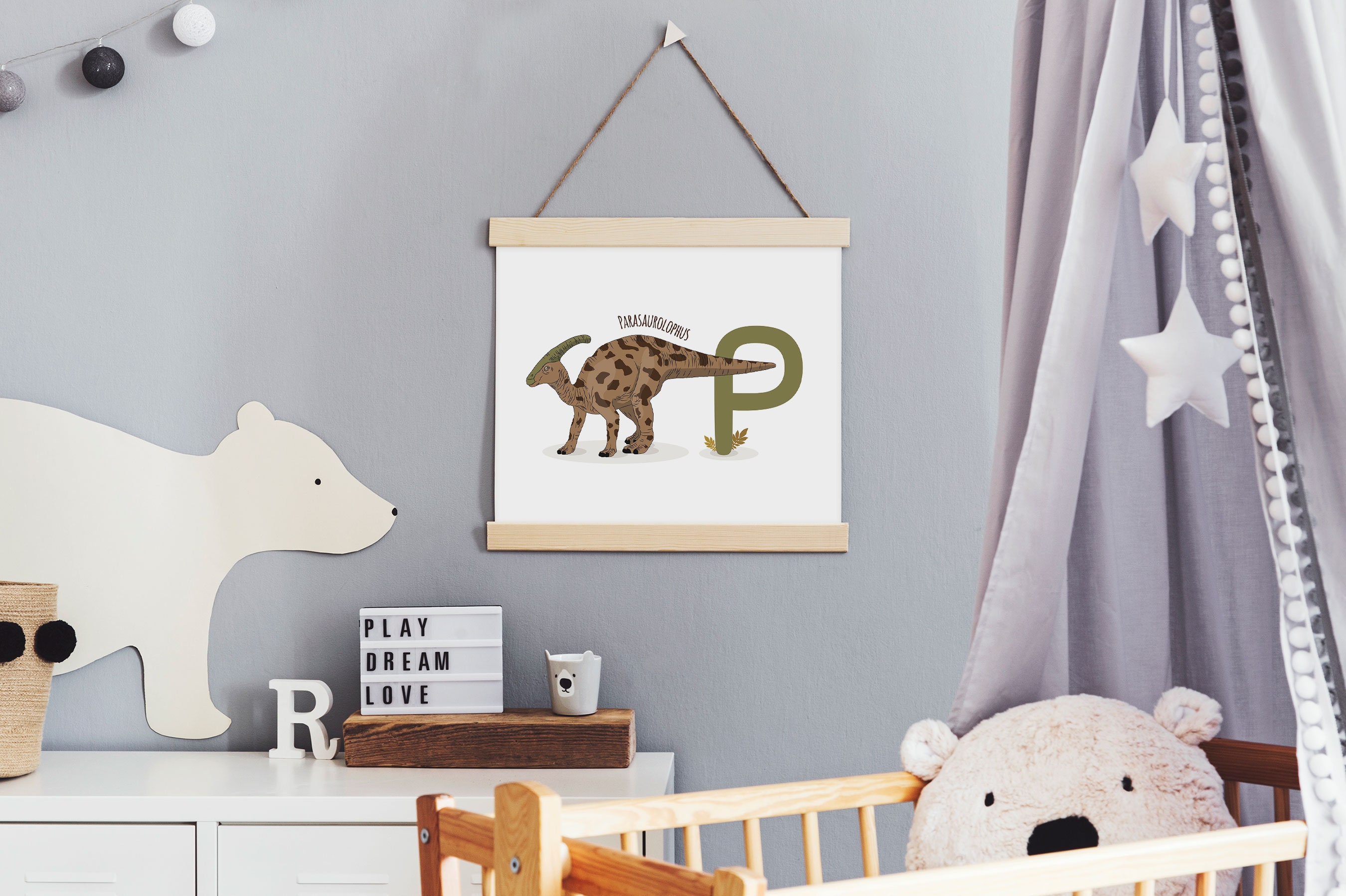 Letter P Parasaurolophus Dinosaur Illustration Alphabet | Etsy