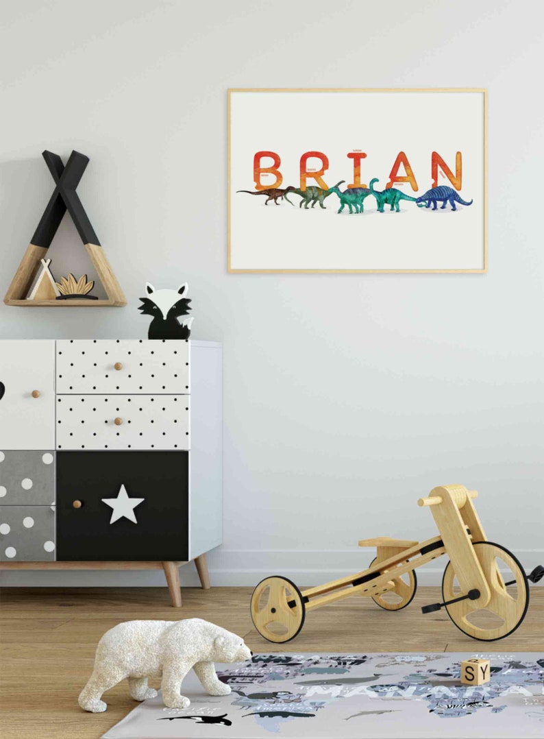Brian Watercolour Dinosaurs Printable Horizontal Name Poster - Etsy