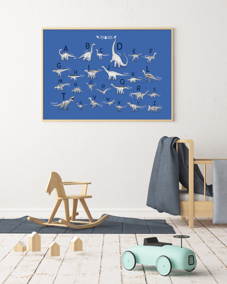 Dinosaurs Alphabet Print Landscape ABC Poster Nursery - Etsy
