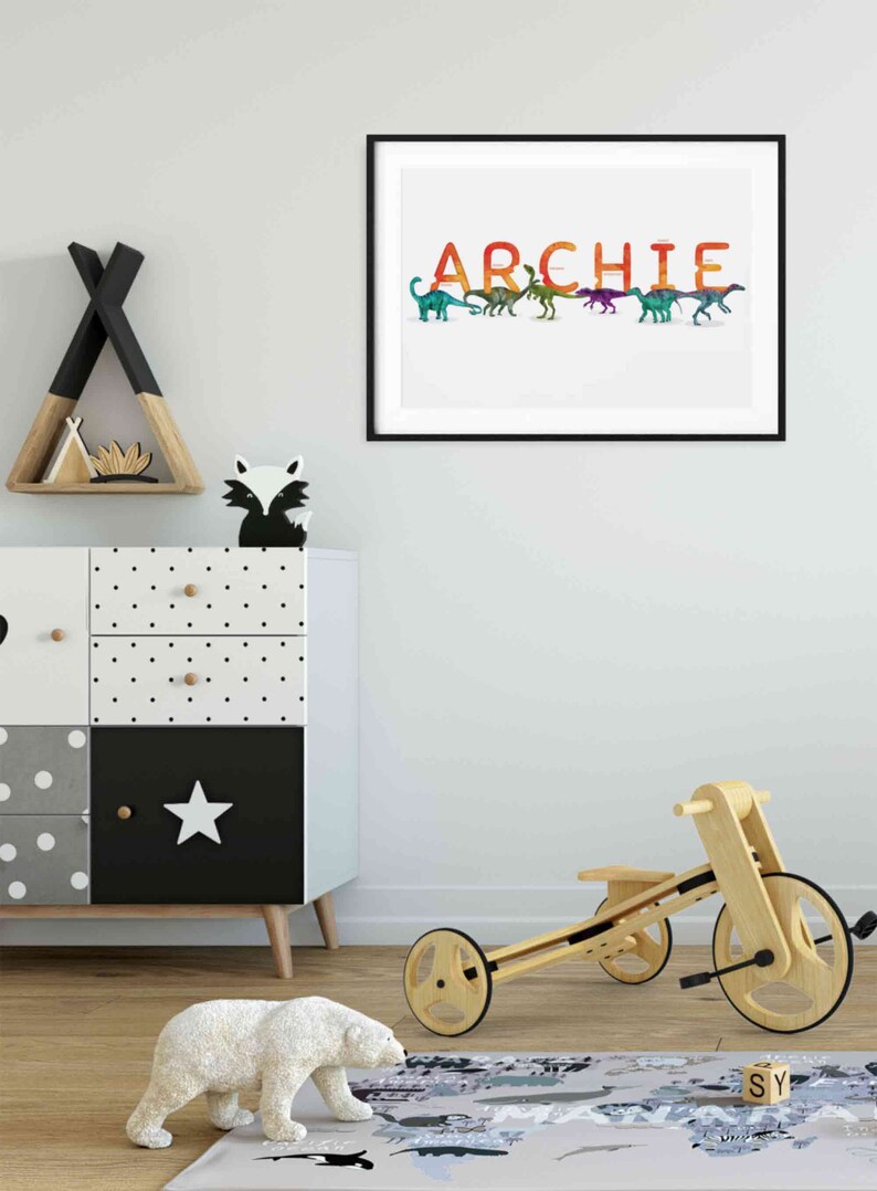 Archie Watercolour Dinosaurs Printable Horizontal Name - Etsy