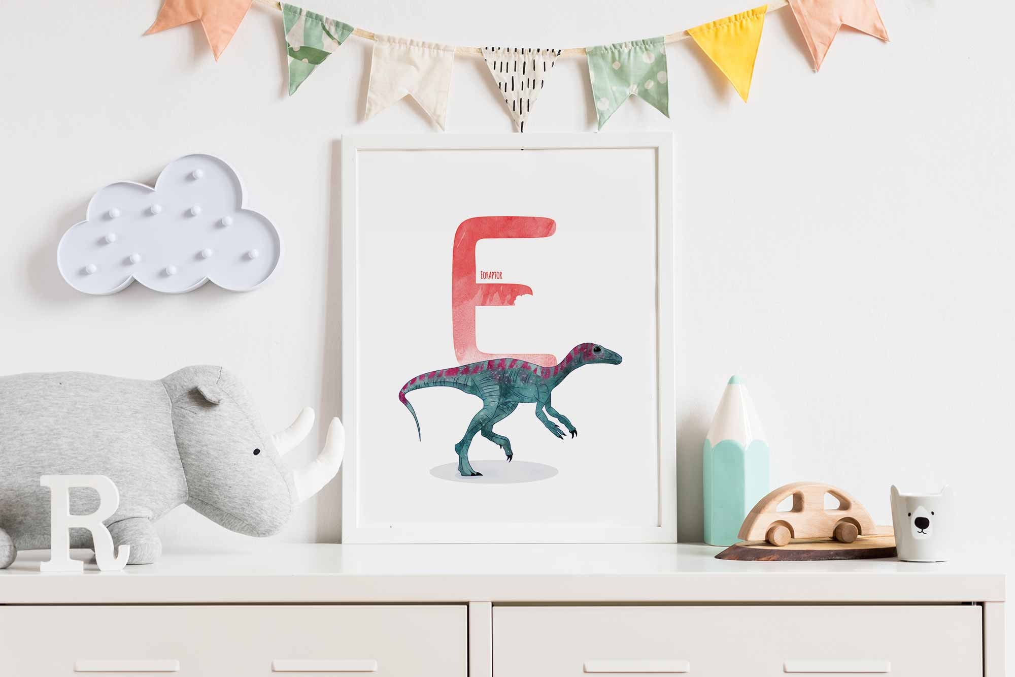 Letter E Eoraptor Dinosaur Illustration Alphabet Dinosaur | Etsy