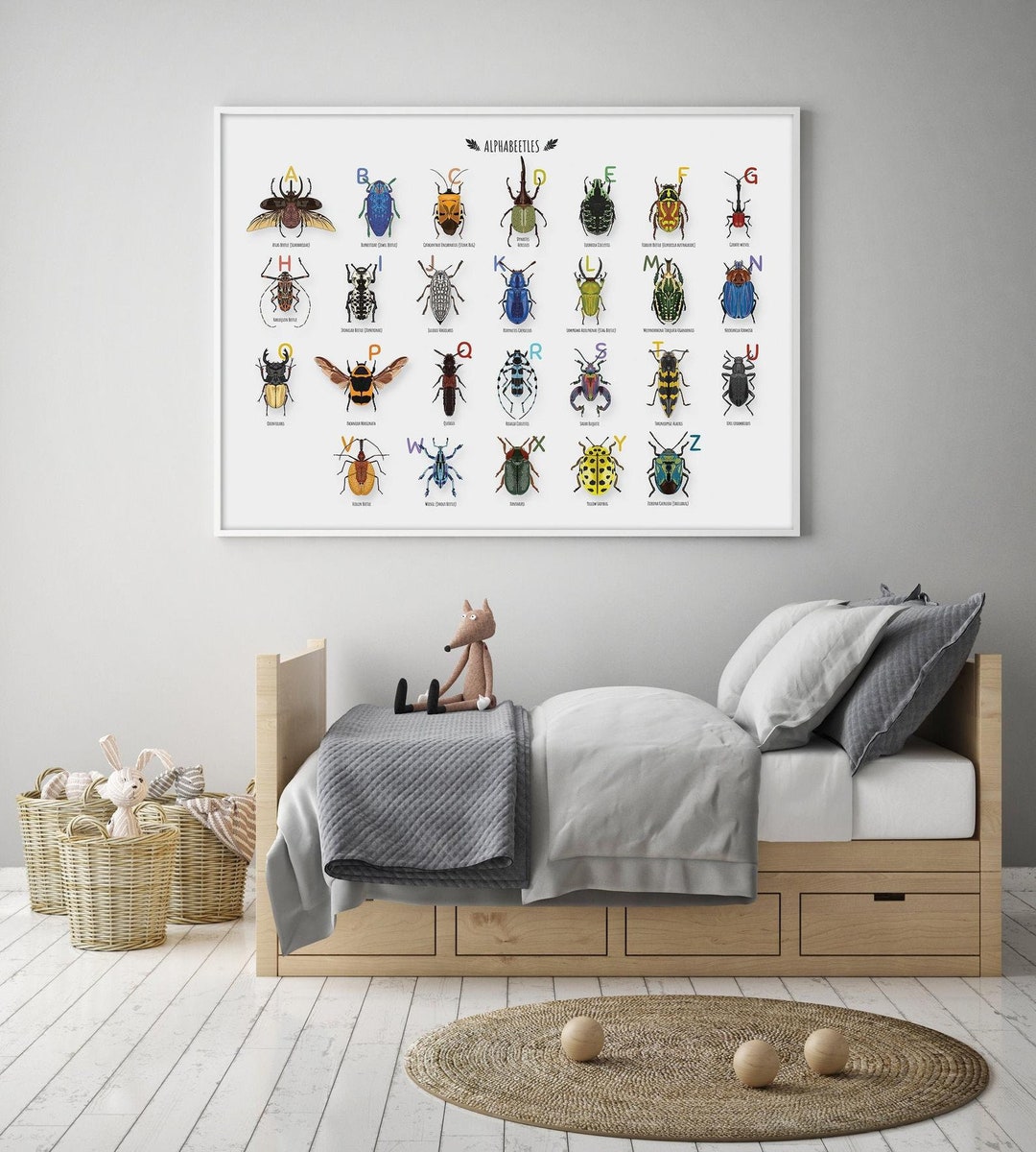 Alphabet Beetles Illustrations Print, Horizontal ABC Poster, Nursery A ...