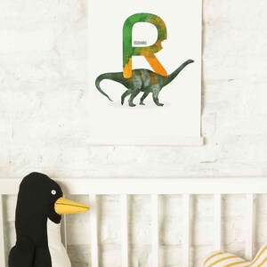 Letter R, Riojasaurus Dinosaur Illustration, Alphabet Dinosaur Wall Art ...