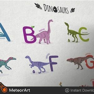 Alphabet Dinosaurs Print, Vertical ABC Poster, Nursery Alphabet Art ...
