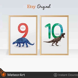 Set of 0-10 Numbers, 11 Printables, Watercolor Dinosaur Instant ...