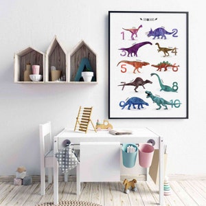Watercolour Dinosaurs Numbers 1 to 10 Educational Poster, Count ...