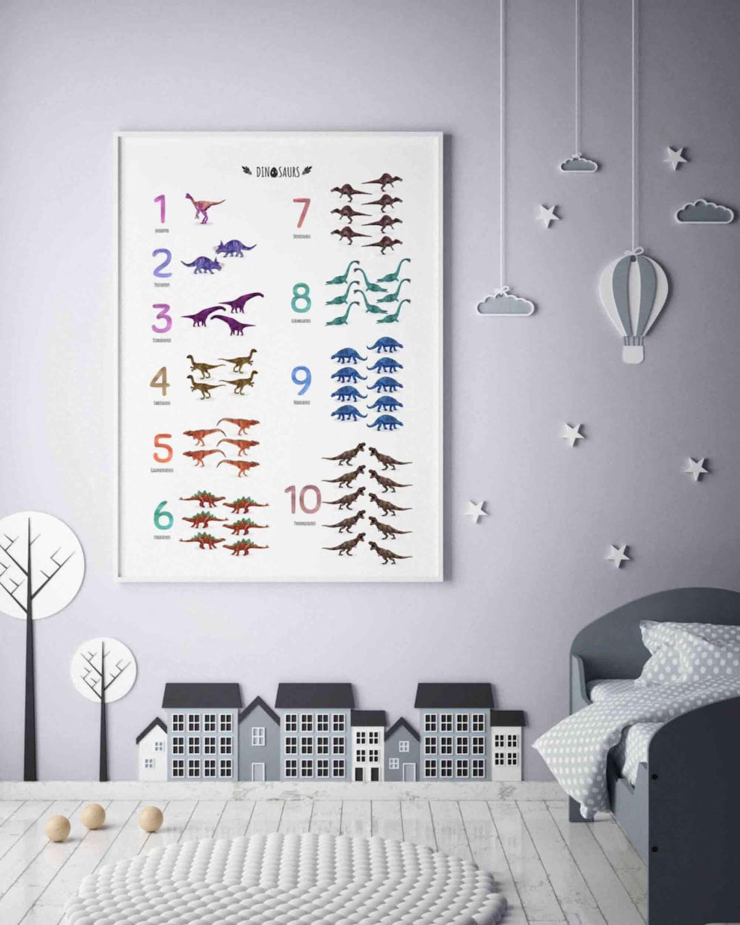 Watercolour Dinosaurs Numbers Educational Poster, Count to Ten ...