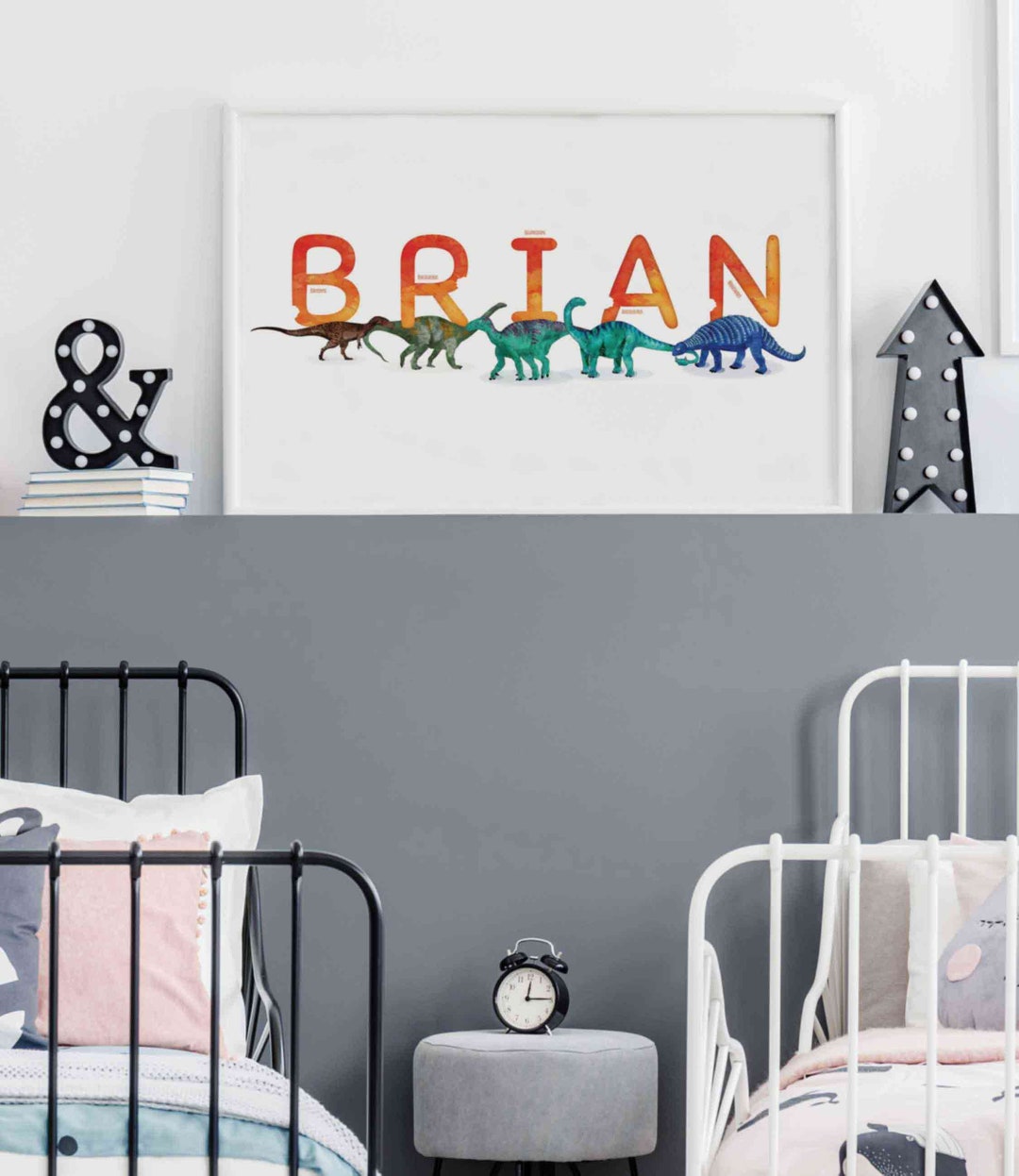 Brian Watercolour Dinosaurs Printable, Horizontal Name Poster ...