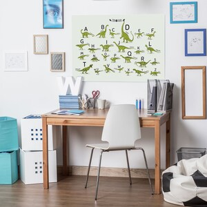 Alphabet Dinosaur Green Print , Horizontal, ABC Poster, Nursery ...