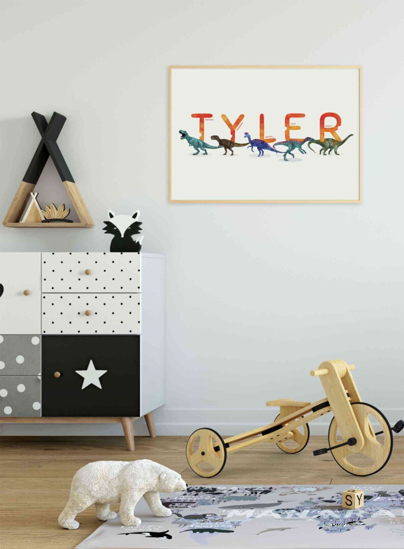 Tyler Watercolour Dinosaurs Printable Horizontal Name Poster - Etsy
