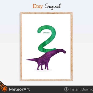 Number Two, Titanosaurus Dinosaur Illustration, Dinosaur Wall Art, Kids ...