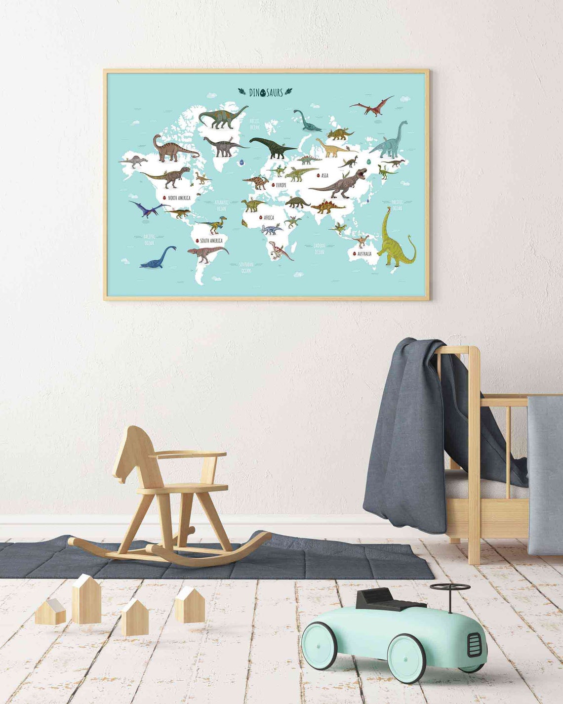 Dinosaur World Map Printable Illustration Horizontal Jurassic - Etsy