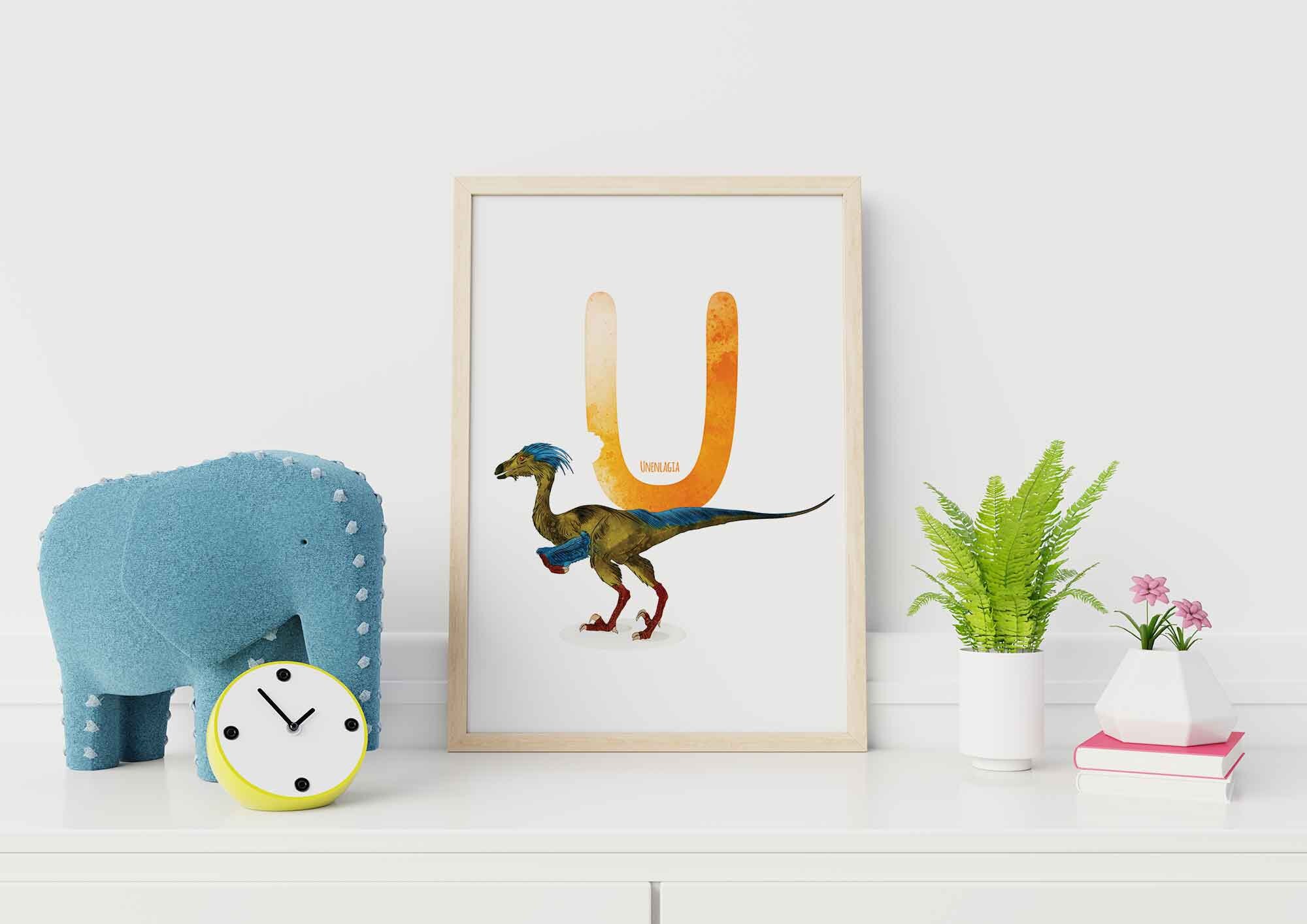 Letter U Unenlagia Dinosaur Illustration Alphabet Dinosaur - Etsy