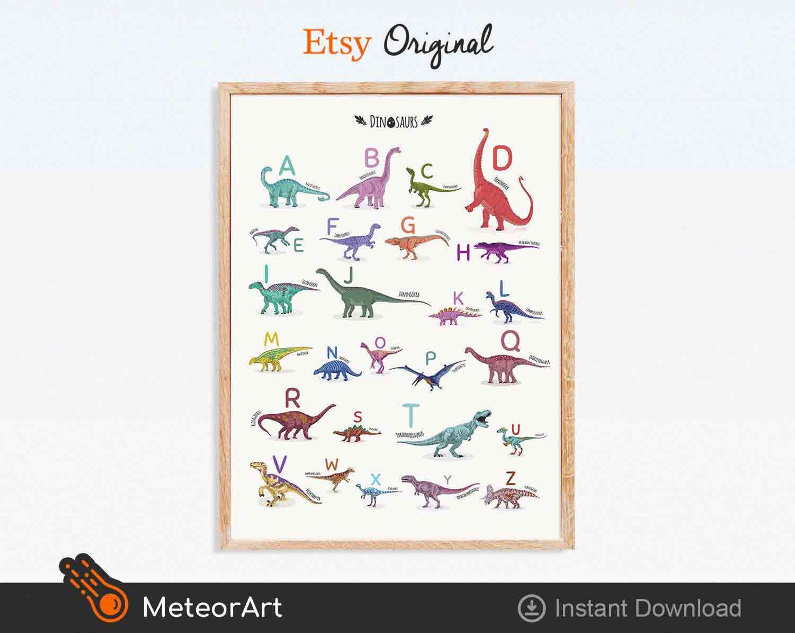 Set of 2 Educational Dinosaur ABC and Numbers Prints Alphabet - Etsy