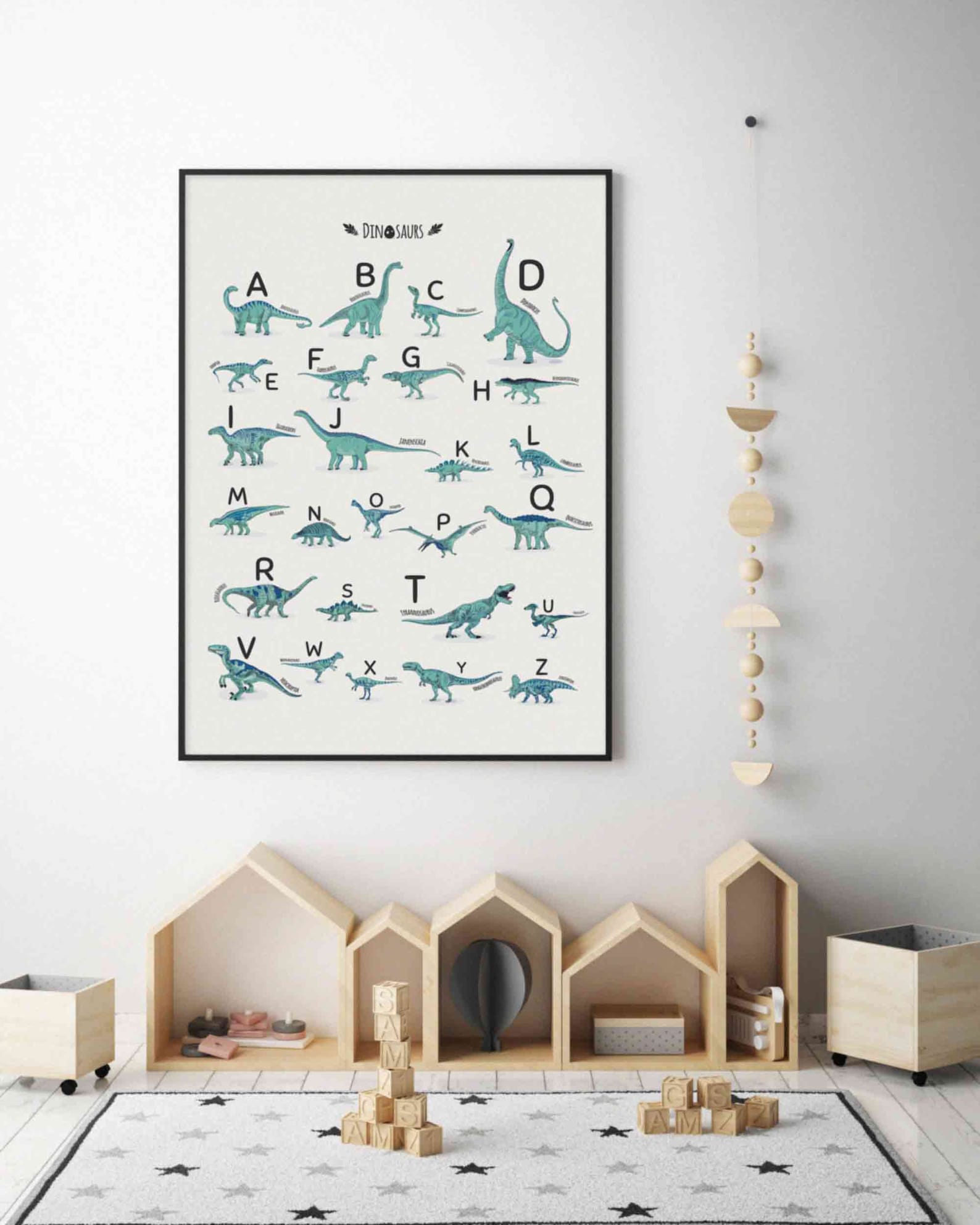 Alphabet Dinosaurs Print Vertical ABC Poster Nursery - Etsy
