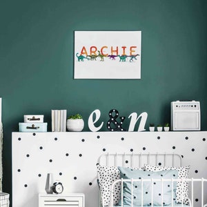 Archie Watercolour Dinosaurs Printable Horizontal Name - Etsy