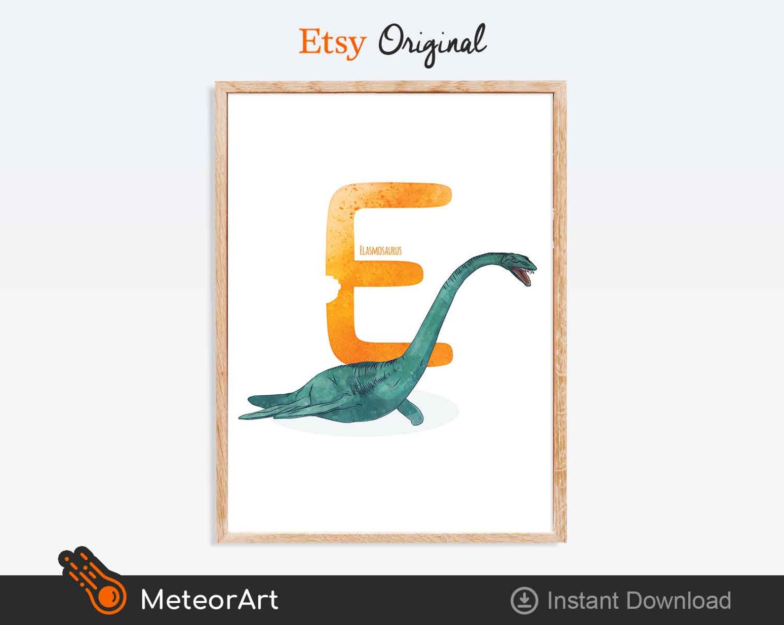 Letter E Elasmosaurus Dinosaur Illustration Alphabet - Etsy Australia