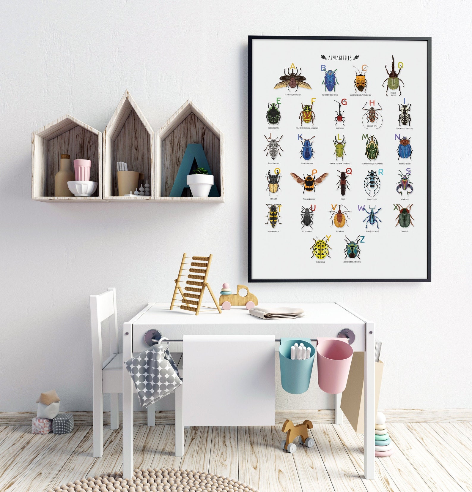 Alphabet Beetles Illustrations Print, Vertical ABC Poster, Nursery A-Z ...
