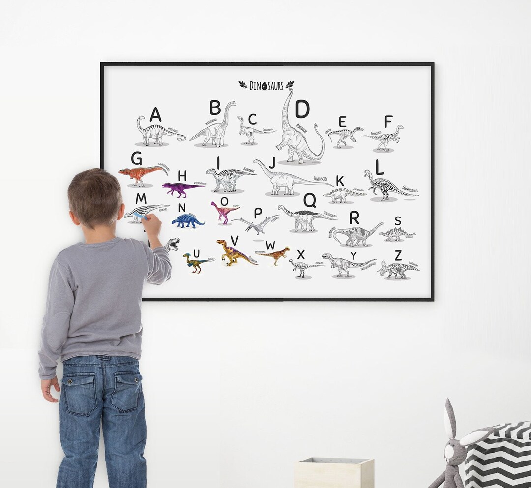 DIY Dinosaur Alphabet Print, Horizontal, ABC Poster, Nursery Alphabet ...