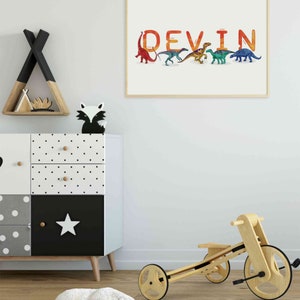 Devin Watercolour Dinosaurs Printable, Horizontal Name Poster ...