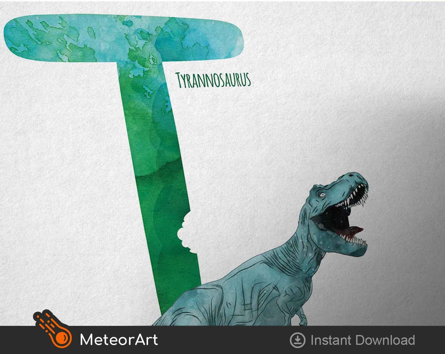 Letter T Tyrannosaurus Dinosaur Illustration Alphabet | Etsy