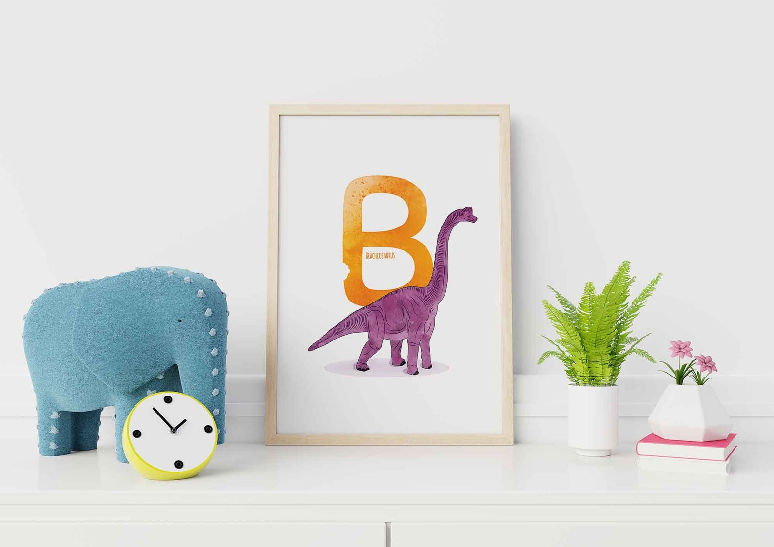 Letter B Brachiosaurus Dinosaur Illustration Alphabet - Etsy