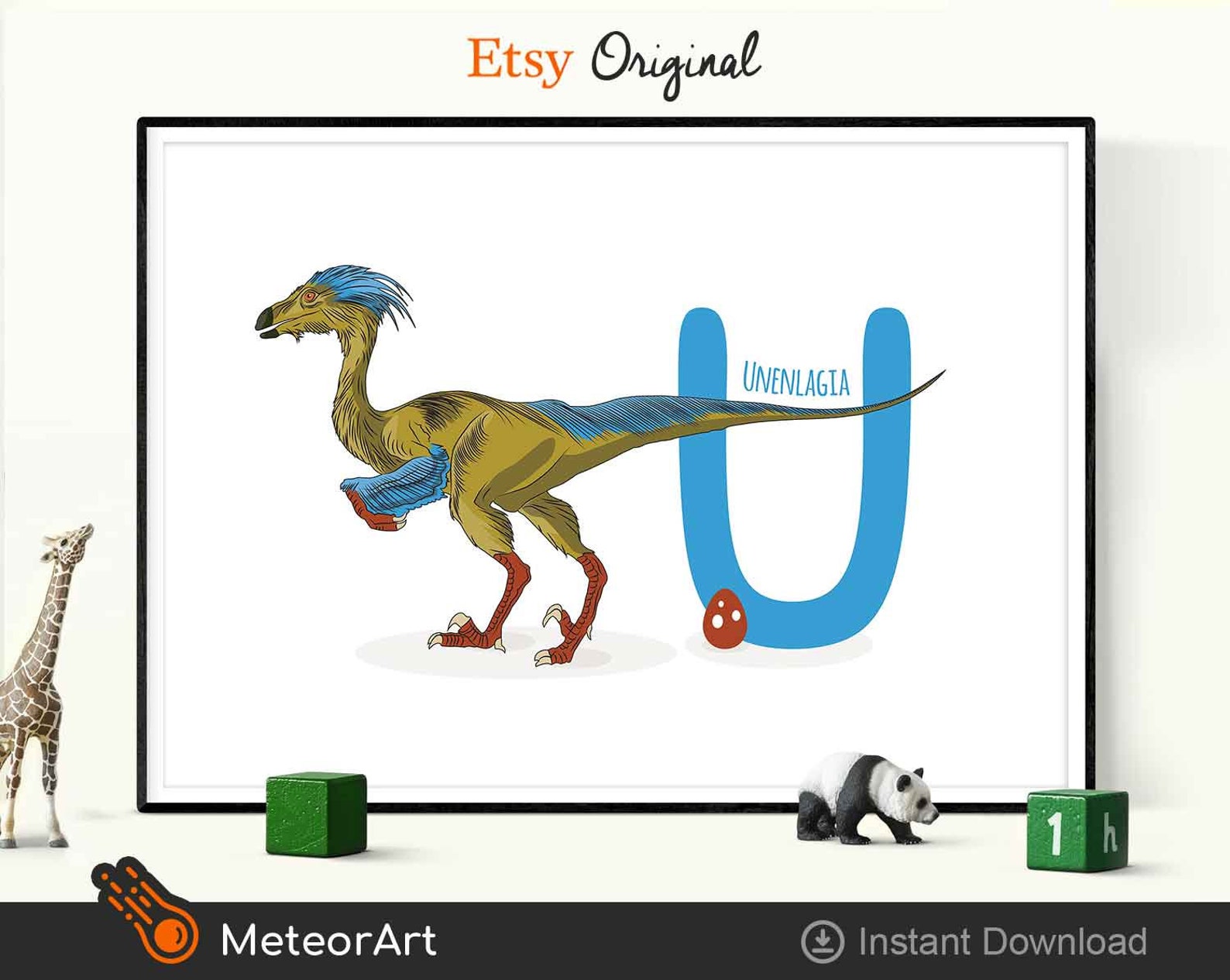 Letter U Unenlagia Dinosaur Illustration Alphabet Dinosaur | Etsy