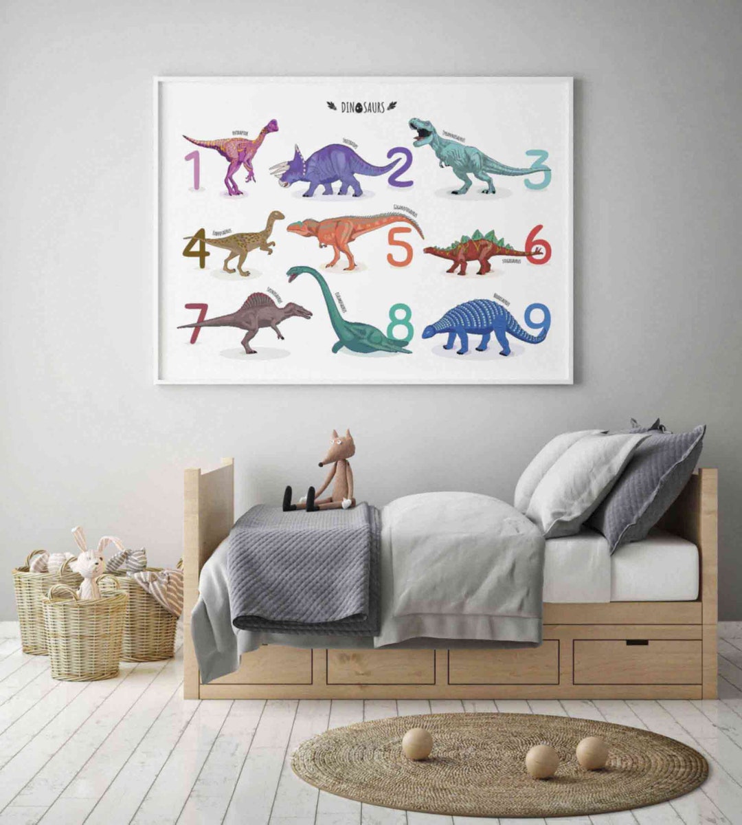 Educational Dinosaurs Print, Dinosaur Numbers, Horizontal Count to Nine ...