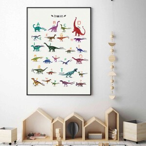 Watercolour Set of 2 Dinosaur Alphabet & Numbers Prints, Playroom 1 to ...