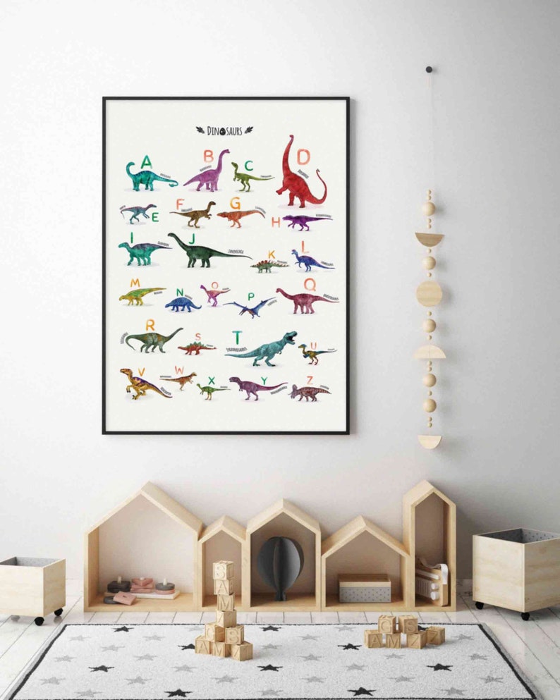 Watercolour Set of 2 Dinosaur Alphabet & Numbers Prints - Etsy