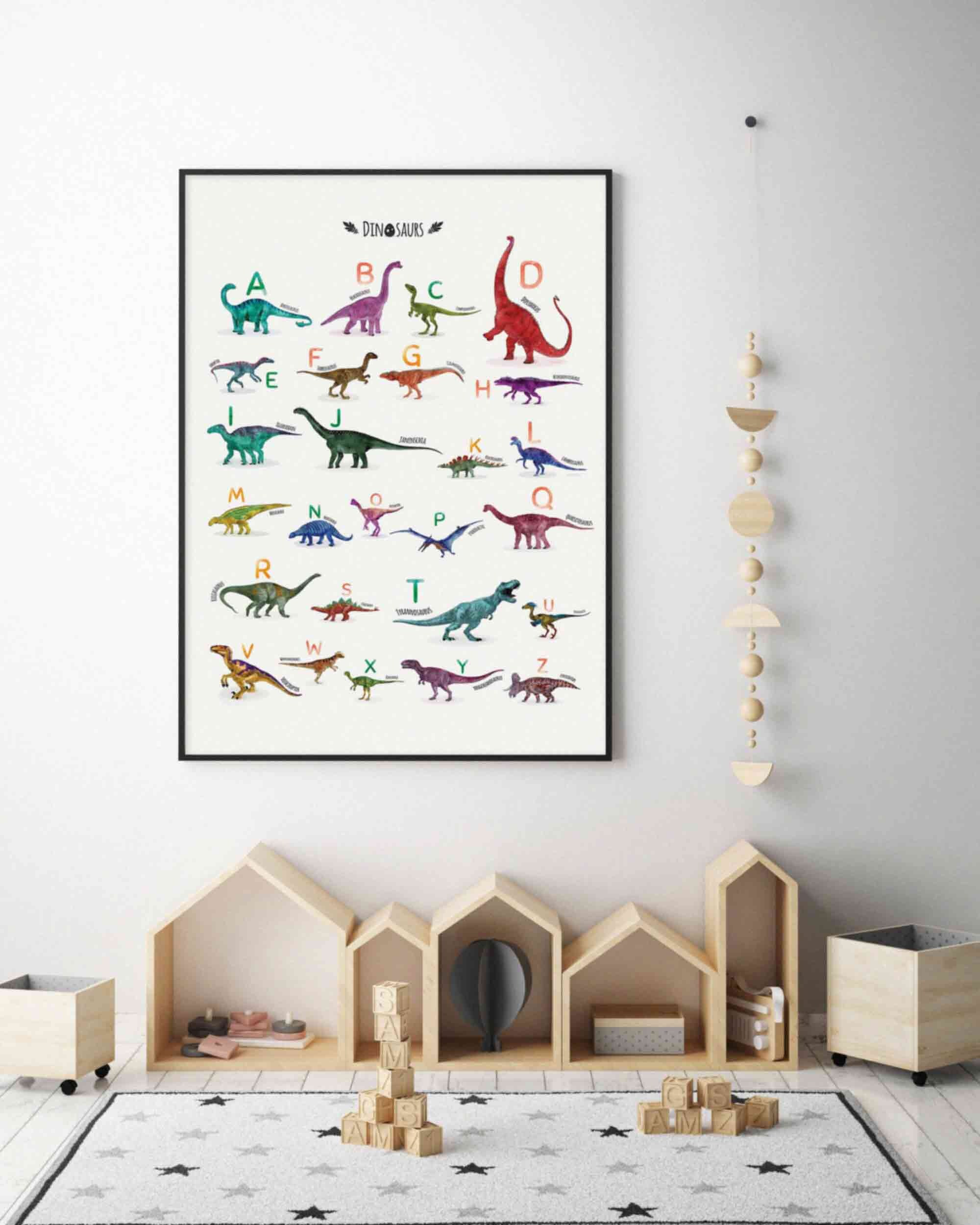 Watercolour Set of 2 Dinosaur Alphabet & Numbers Prints - Etsy