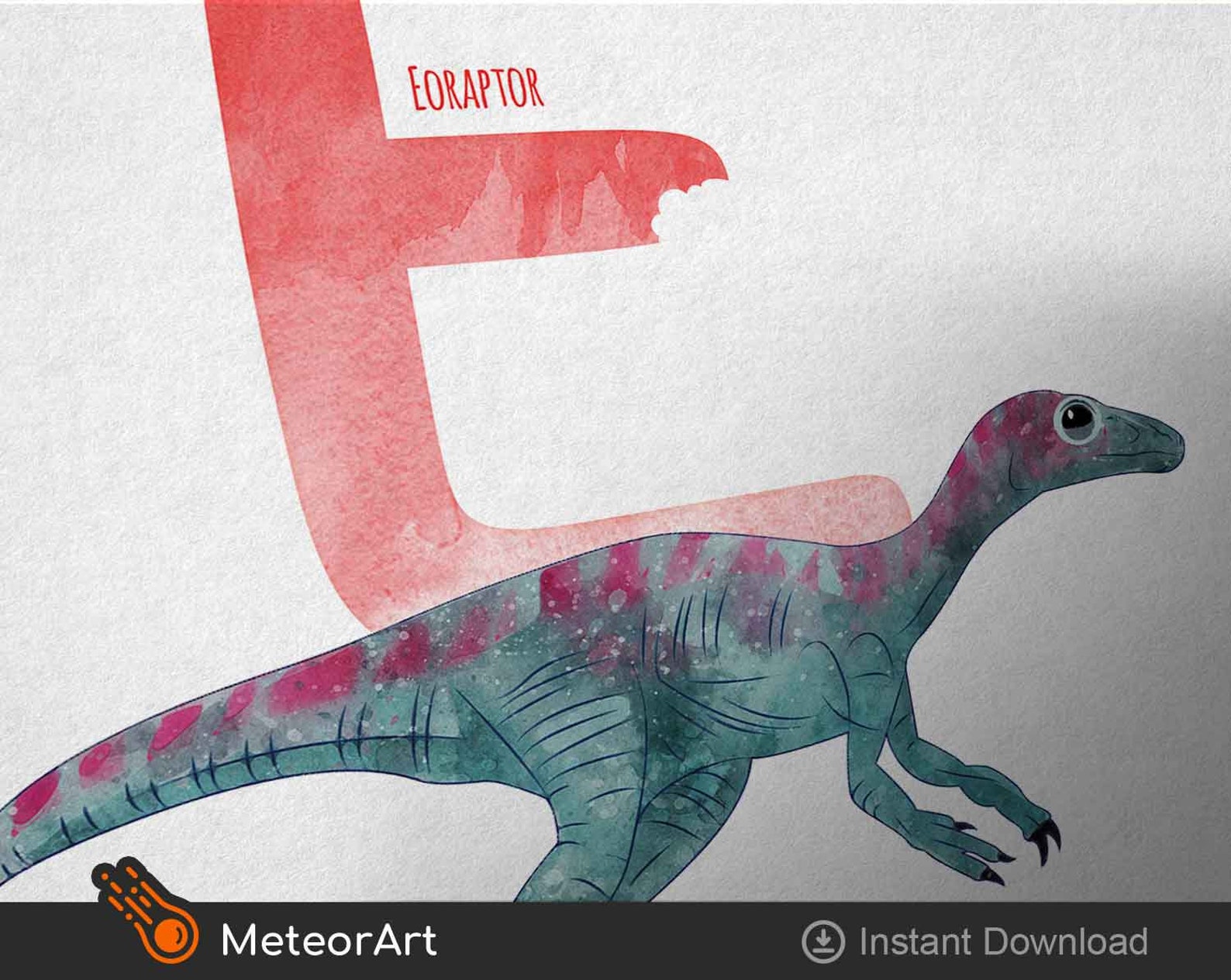 Letter E Eoraptor Dinosaur Illustration Alphabet Dinosaur - Etsy