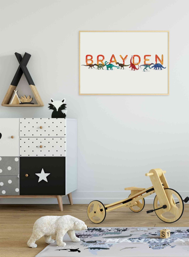 Brayden Watercolour Dinosaurs Printable Horizontal Name - Etsy