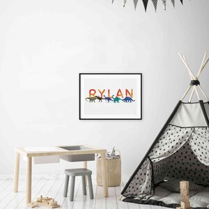Rylan Watercolour Dinosaurs Printable, Horizontal Name Poster ...