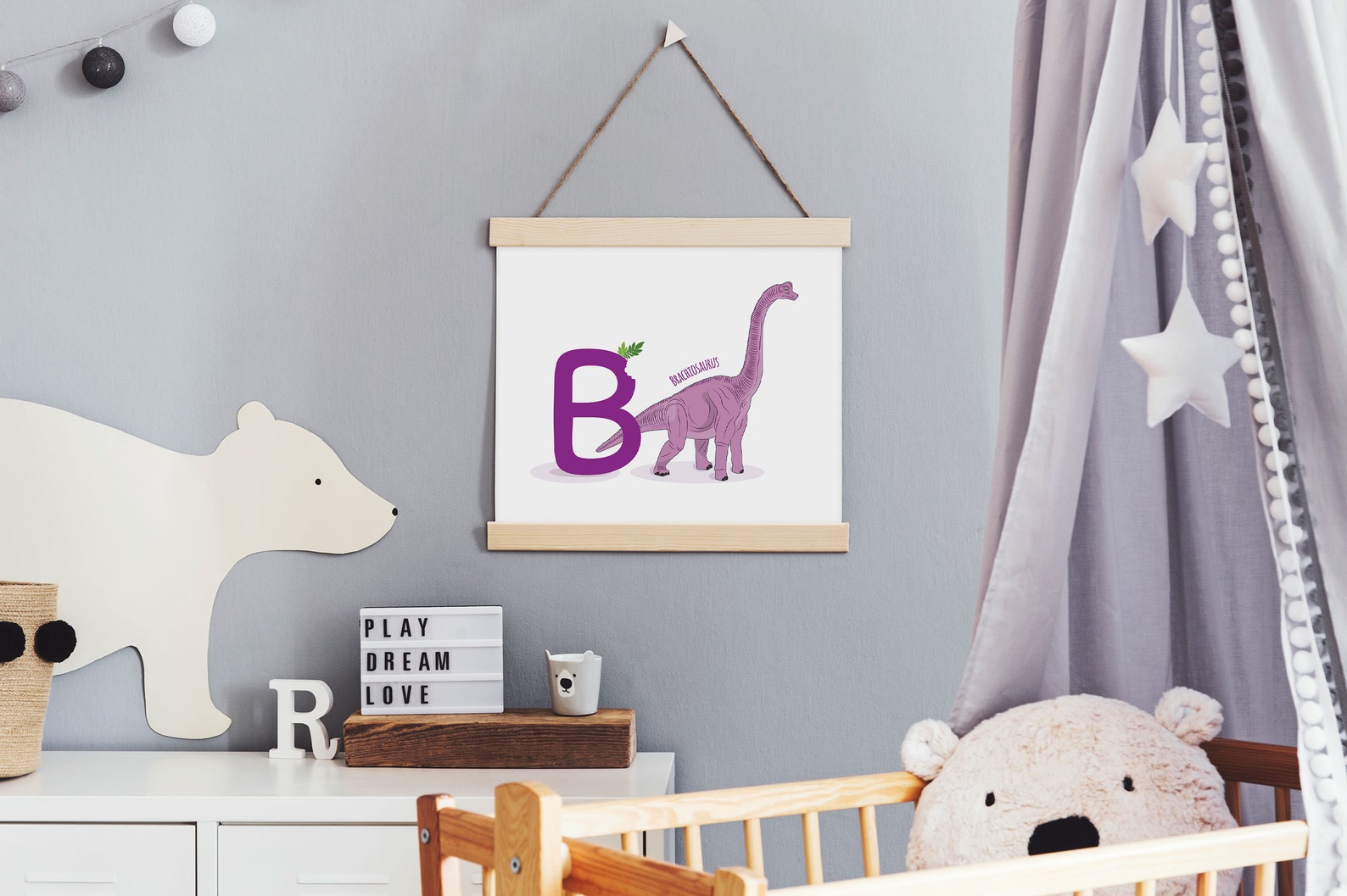 Letter B Brachiosaurus Dinosaur Illustration Alphabet - Etsy