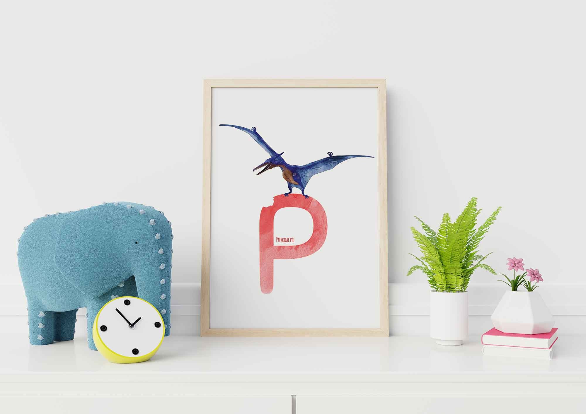 Letter P Pterodactyl Dinosaur Illustration Alphabet Dinosaur | Etsy
