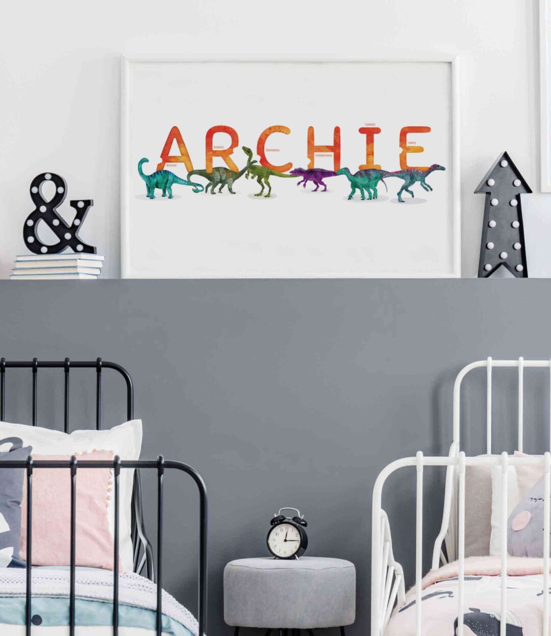 Archie Watercolour Dinosaurs Printable, Horizontal Name Poster ...