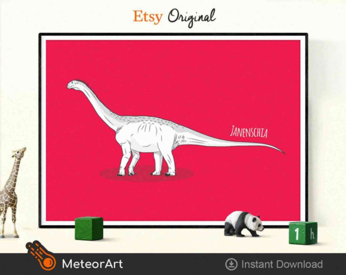 Janenschia Dinosaur Print Dinosaur Nursery Illustration Kids - Etsy