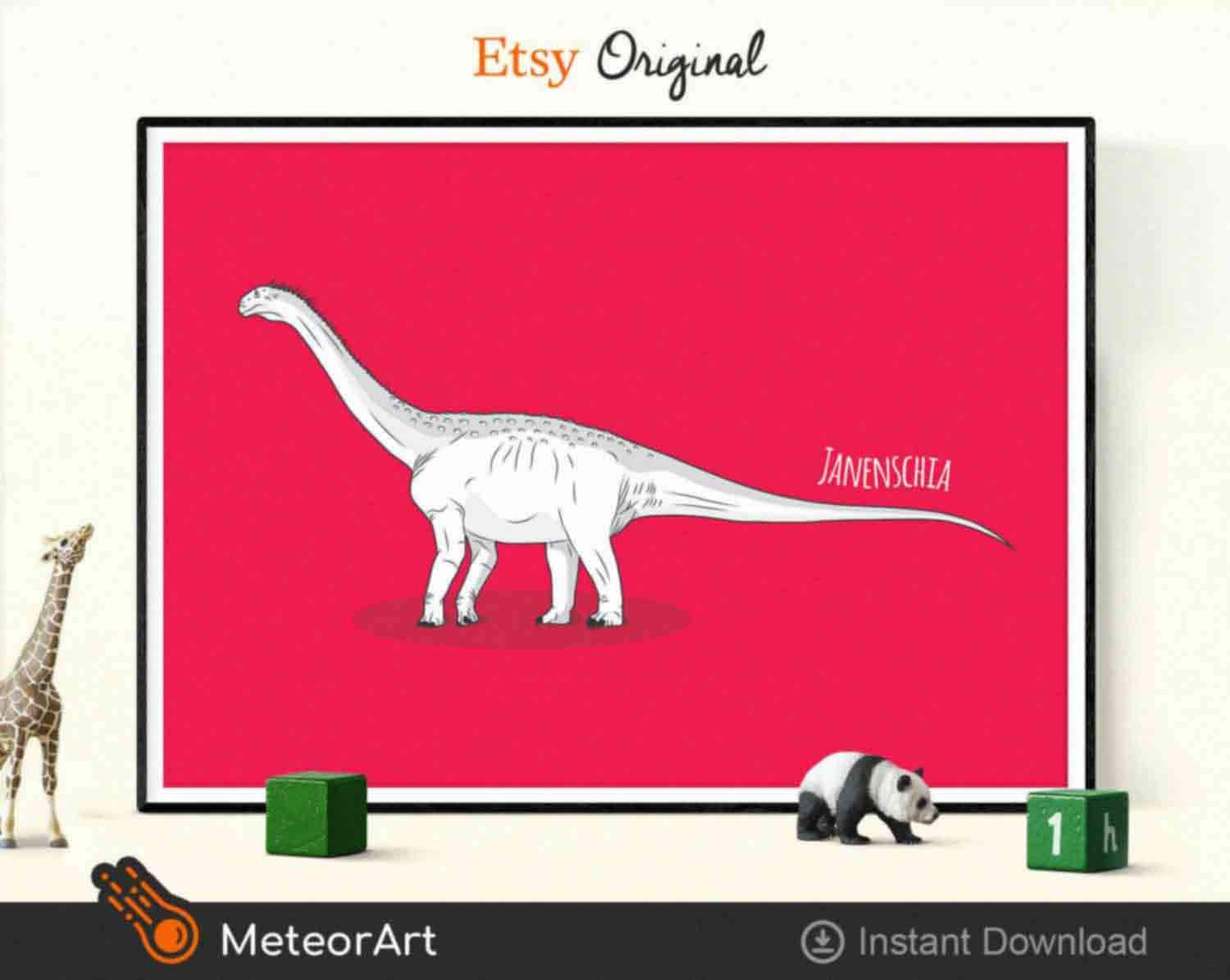 Janenschia Dinosaur Print Dinosaur Nursery Illustration Kids - Etsy