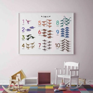 Educational Dinosaur Landscape Printable, Dinosaur Numbers, Horizontal ...