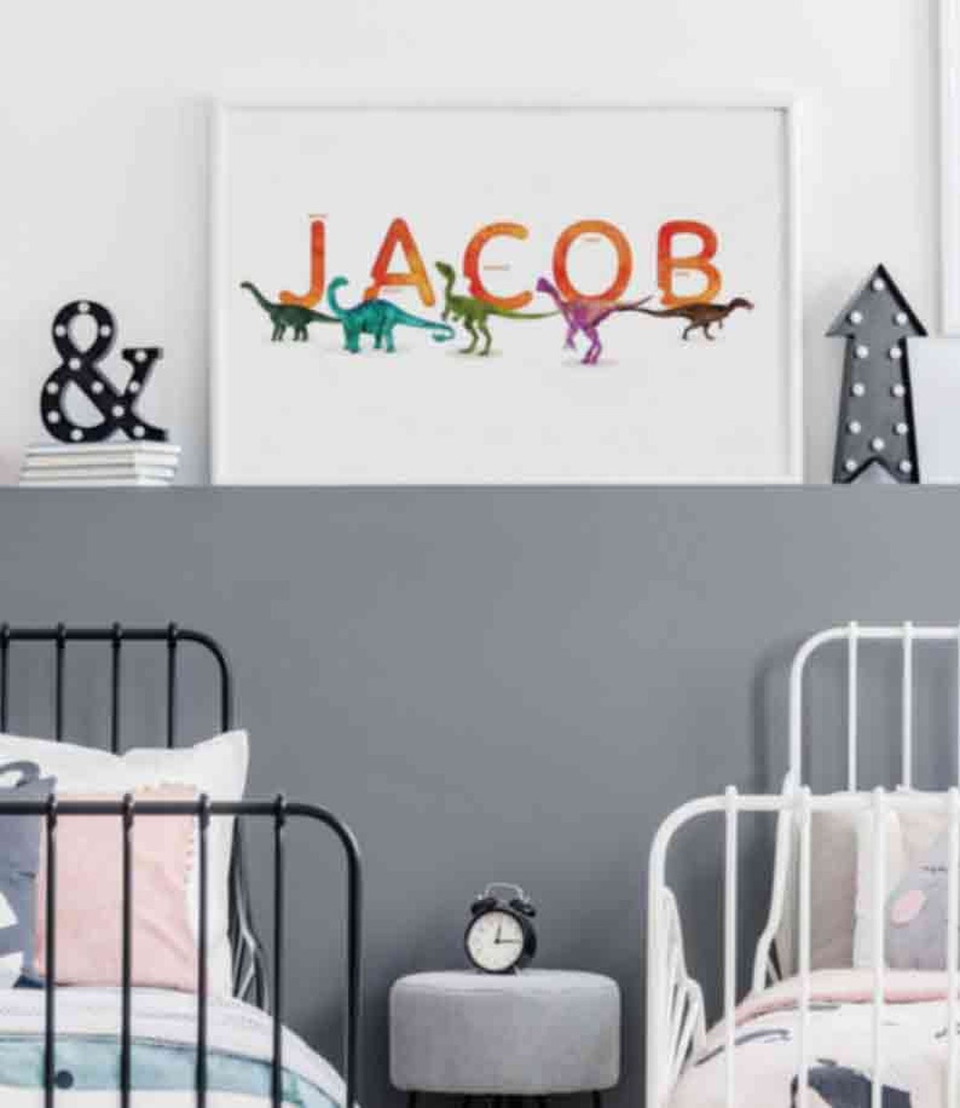 Jacob Watercolour Dinosaurs Printable, Horizontal Name Poster ...