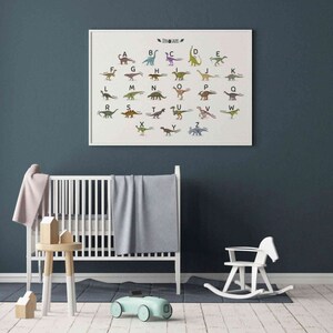 Alphabet Print, Alphabet Dinosaur , Horizontal, ABC Poster, Nursery ...