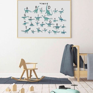 Alphabet Print, Alphabet Dinosaur , Horizontal, ABC Poster, Nursery ...