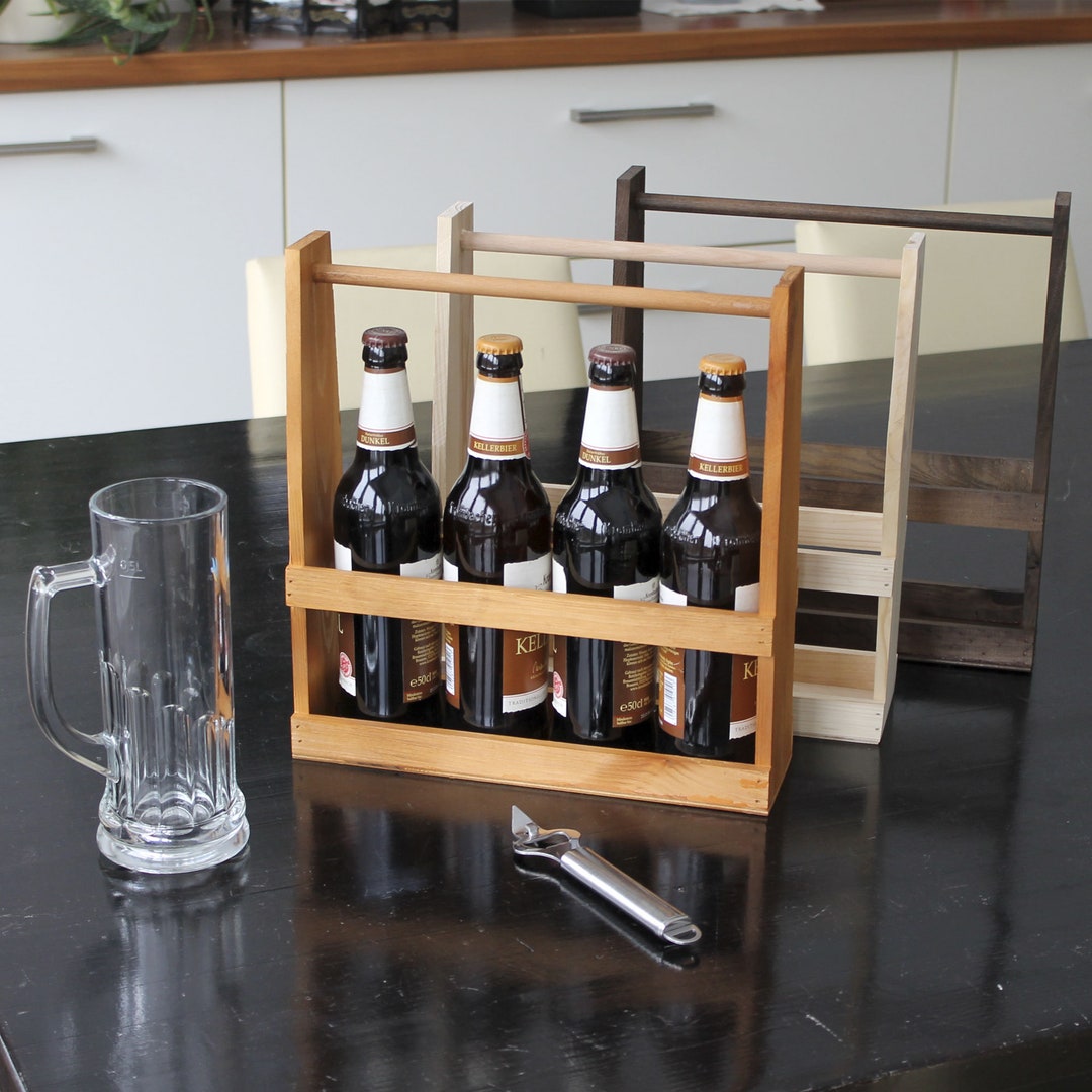 Beer Carrier Set of 4 Made of Wood Bottle Carrier Drinks - Etsy