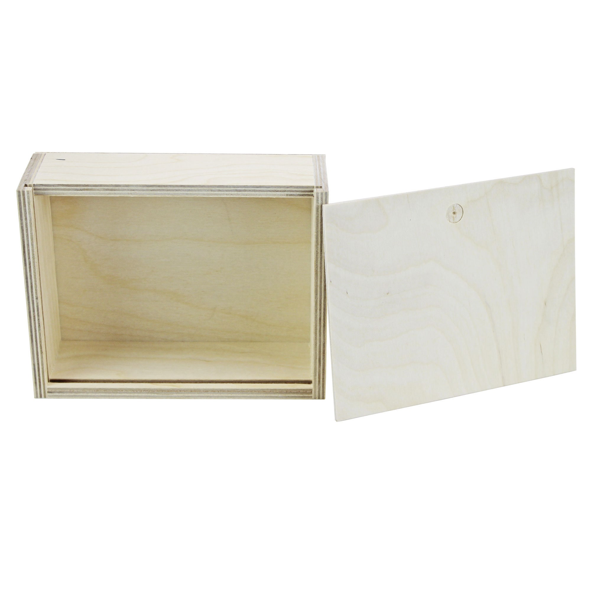 Small Wooden Box / Box With Sliding Lid Natural 160 X 120 X 50 Mm L/W/H ...