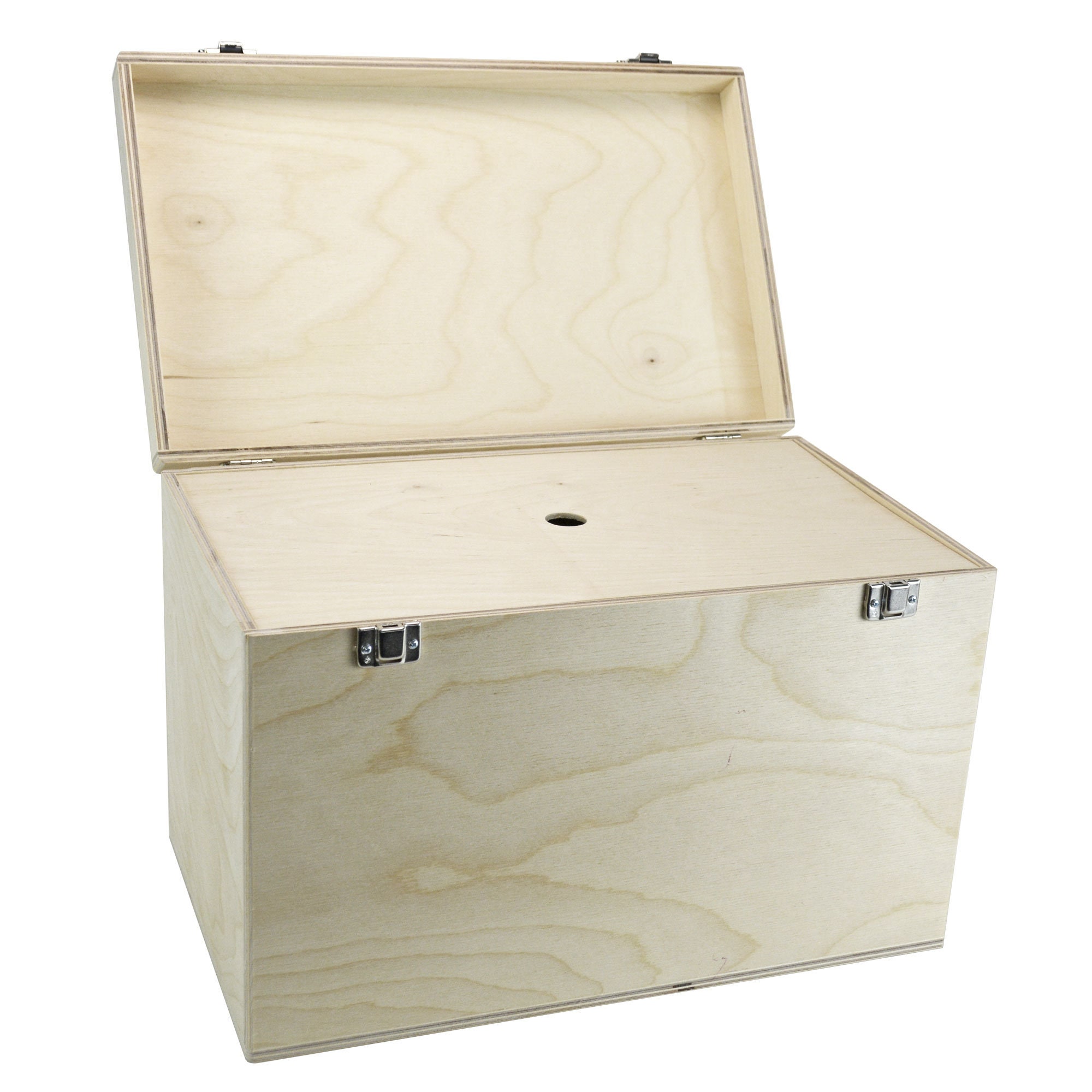 Large Wooden Crate With Hinged Lid and Intermediate Floor Black Stained ...