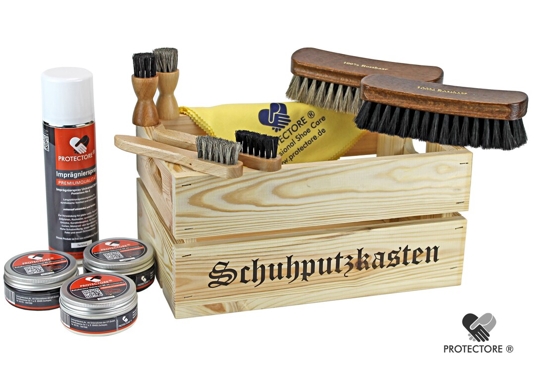 Shoe Shine Set gustav in Practical Wooden Box Shoe Shine Box 12 Pieces ...